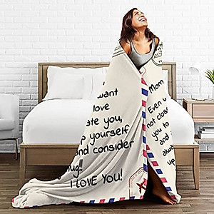 Poitvd Throw Blankets Anniversary Birthday Gift for Mom from Daughter Son, Dear Mom Blanket for Mother's Day, Super Soft Flannel Throw Blankets for Christmas Valentines Day for Bed Couch