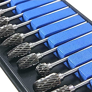 10Pcs Tungsten Carbide Rotary Burr Set, carbide drill bits，Rotary Carving Bits with 1/8” Shank for DIY, Woodworking, Engraving, Metal Carving, Drilling, Polishing
