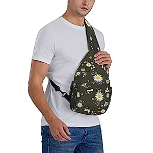 MANQINF Daisy Flower Sling Bag Crossbody Sling Backpack for Women Men Travel Hiking Daypack Chest Shoulder Bag