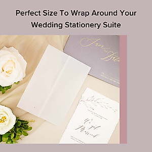 Puremigo 100 Pack Pre-Folded Vellum Jackets for 5x7 Invitations - Vellum Paper 5x7 Jackets - 115GSM Vellum Wedding Invitations Wraps - Transparent Wedding Invitations Jacket