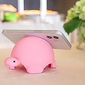 Cute Phone Stand for Desk, Soft Silicone Desktop Phone Holder iPhone Stand - Creative & Fun Design - Put from Any Angle, Animal Cell Phone Stand Suitable for All Smartphones (Pink)