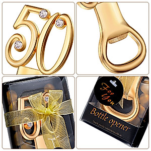 36 Pieces 50th Bottle Openers Golden Birthday Bottle Opener with Present Box Packing for 50th Birthday Party Favors 50th Wedding Anniversary Party Souvenirs Decorations Bottle Opener (Black Package)