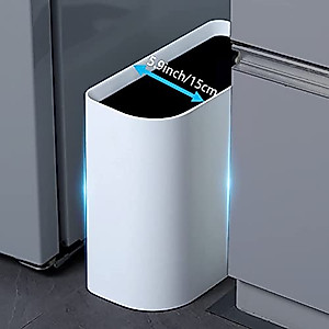 Trash Can for Bathroom 2.3 Gal Wastebasket Office Garbage Can Slim Rectangular Waste Bin for Kitchen Bedroom (White)