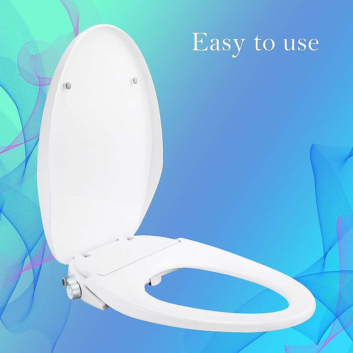 AOZITA Non Electric Bidet Seat for Elongated Toilets with Dual Spray Nozzles and Slow Close Seat