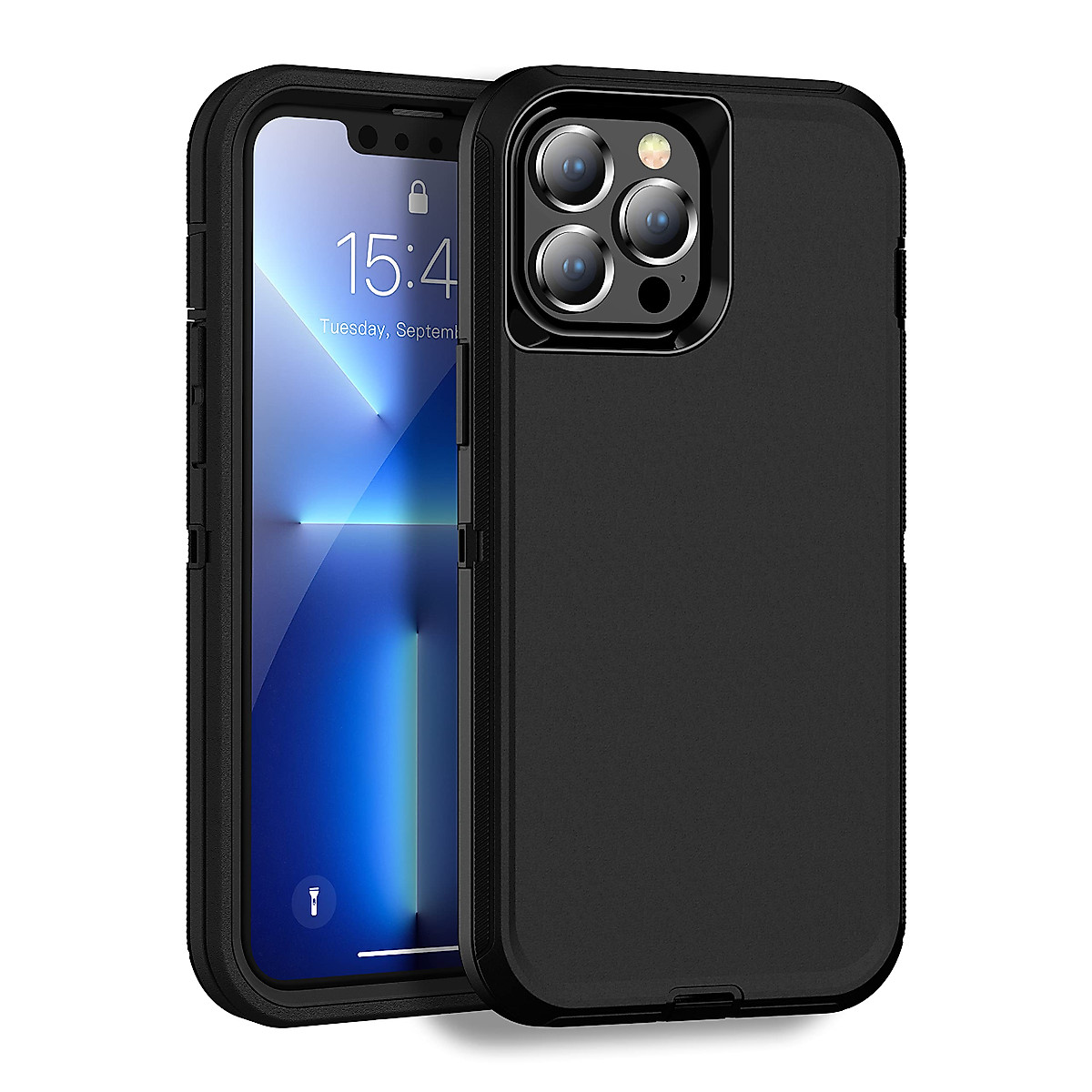 MXX Compatible with iPhone 13 pro Max Case, 3-Layer Super Protective Full Heavy Duty Body Tough Rugged Bumper Cover, Shock & Dust Proof, Designed for Apple 13 pro Max Phone Case 6.7" (Black)