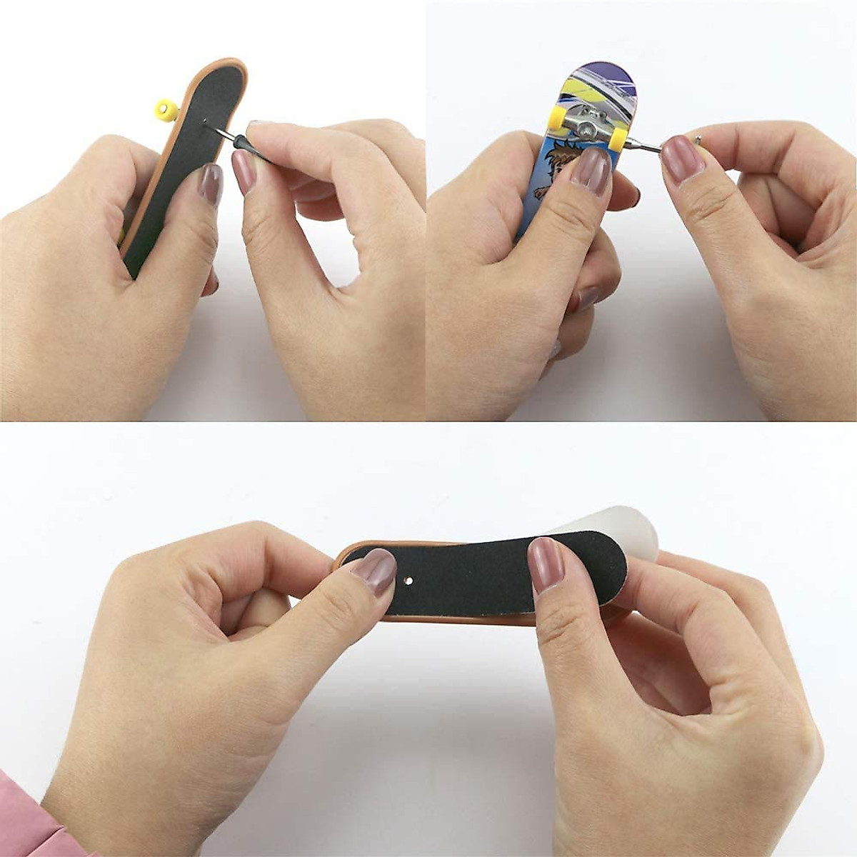 YICHUMY DIY Fingerboard Kit with Box 5 Packs Mini Fingerboards Professional Mini Skateboard Finger Skateboard with Mini Wrench/Screwsdriver/Brackets/Screws/Fingerboard Wheels Wheels