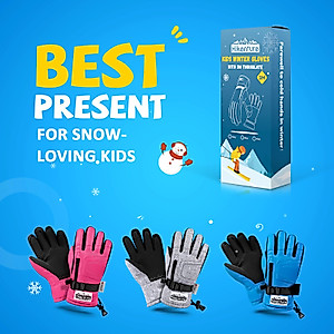 Hikenture Kids Snow Gloves, 3M Thinsulate Warm Kids Ski Gloves, Toddler Snow Gloves for Boys&Girls, Waterproof Winter Gloves
