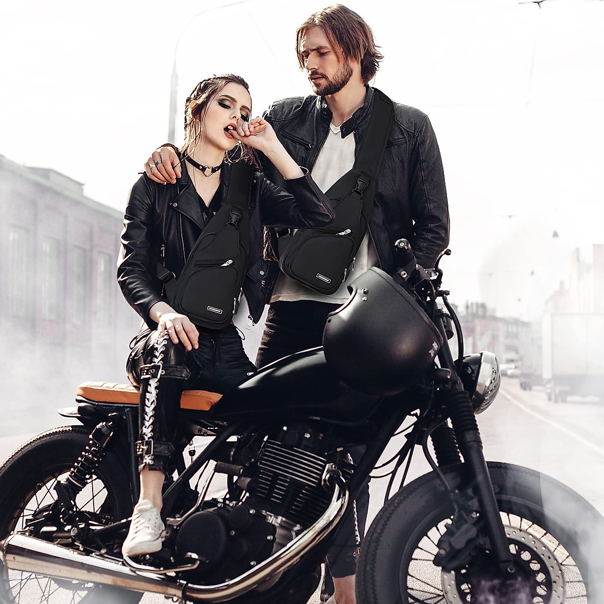 Codoule Sling Shoulder Bag Crossbody Backpack for Men Women Hiking Daypack Multipurpose Cross Body Chest Bag with USB Charger Hole & Headphone Hole for Outdoor Walking Travel