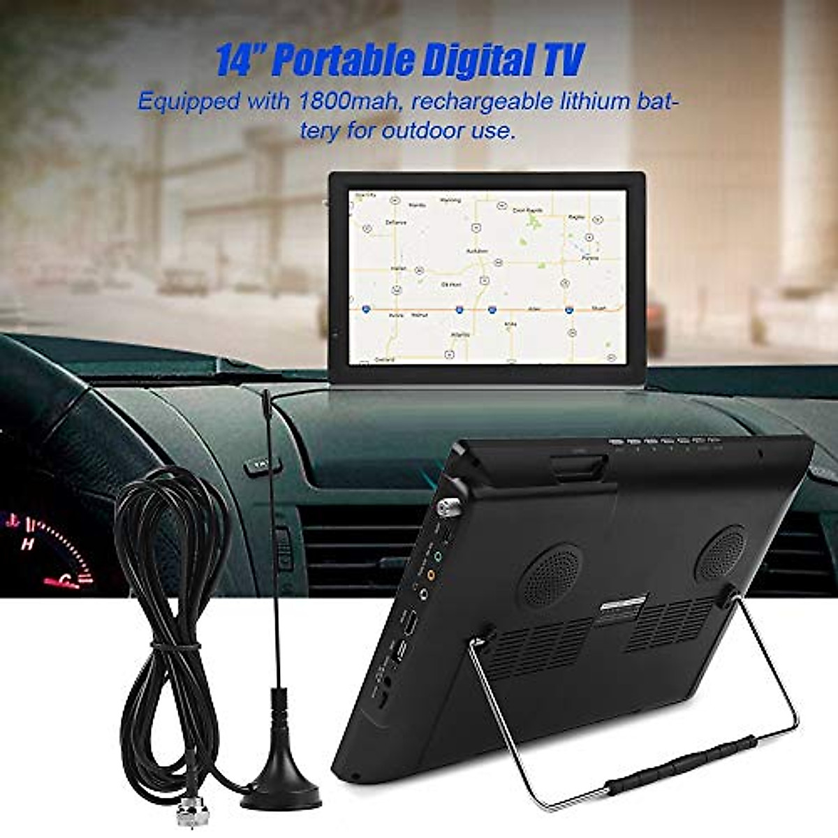 Leftwei Romantic PresentMini HD TV, Digital TV,Digital Television, 14inch Monitor for Home Car