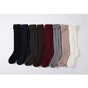 SherryDC Women's Cable Knit Long Boot Stocking Socks Knee High Winter Leg Warmers