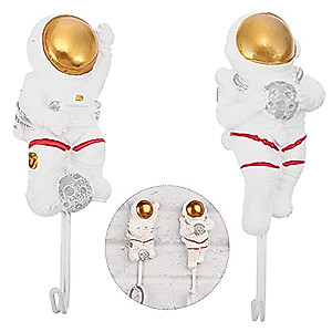 Hoement 2 pcs Hat Back Hanging Wall- Accessories Free Mudroom Adhesive Astronaut Decorative Mounted Statue Scarves Sculptures Clasps Towel Door Decoration for Rack Towels Sticky Heavy
