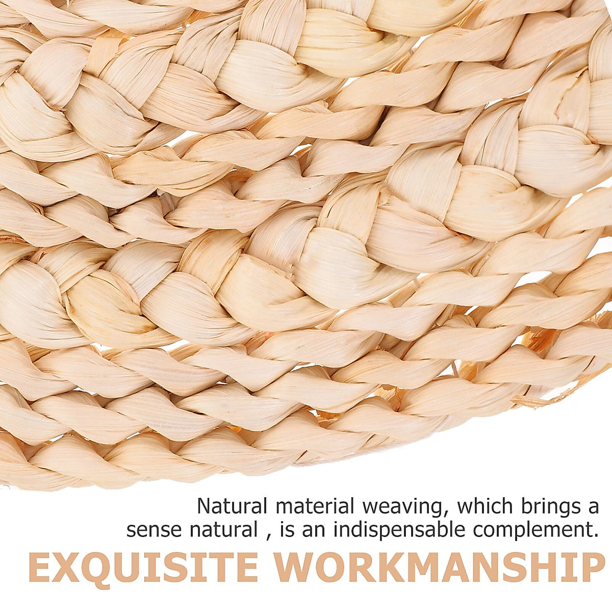 HEMOTON Straw Insulation Placemat Upholstery Trim Round Woven Placemats Indoor Mats Farmhouse Placemats Drinks Coasters Woven Cutlery Cushion - Placemat Hand Woven Placemat