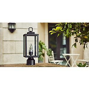 Outdoor Post Lights, Lamp Post Light Fixture with E26 Socket, Waterproof & Anti-Rust Modern Pillar Outside Lighting, Matte Black Lamp for Walkway, Driveway, Carriage, Patio, Porch, Front House