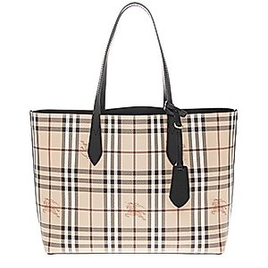 Burberry Women's The Medium Reversible Tote in Haymarket Check and Black