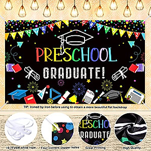 Preschool Graduate Backdrop 2023 School Prom Party Supplies Decoration Banner for Kids Preschool Graduation Decorations Prek Photo Backdrop Ceremony Congrats Grad Banner, 5.9 x 3.6 Ft