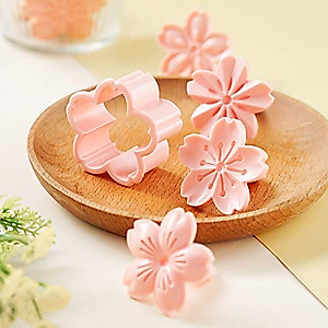 Cookie Press, 4 Styles Cookie Stamps Cherry Blossom Cookie Cutters Mold for Flower Cookies Pastry Accessories (Pink)