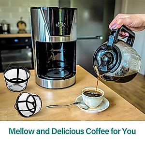 Prasacco Reusable Coffee Filters 4-8 Cup, Coffee Filter Basket Universal Coffee Filter Replacement Safety Nylon Mesh Reusable Coffee Filters for Mr. Coffee Makers and Brewers