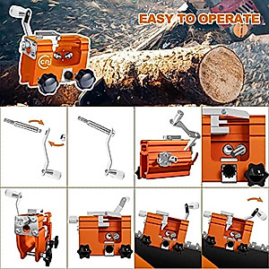Chainsaw Chain Sharpening Jig, Hand Cranked Chainsaw Chain Sharpening Kit, Portable Fast Crank Chainsaw Sharpener Tool for 4"-22" Chain Saws Electric Saws DIY Lumberjack Garden Worker 【New Version】