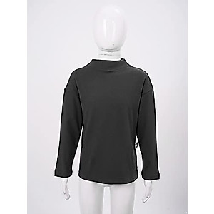 Xnihocha Kids Boys Girls Turtleneck Thermal T-Shirts Long Sleeves Tops Cotton Tee Undershirts Black 9-10 Years