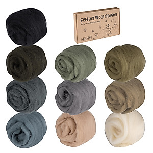 Lemonfilter 10 Colors Needle Felting Wool,Fibre Wool Roving, Wool Roving for Needle Felting,Soft Felting Wool Supplies for Hand Spinning,Weaving and DIY Craft Materials