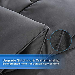 TEKAMON All Season Queen Comforter Winter Warm Summer Soft Quilted Down Alternative Duvet Insert Corner Tabs,Machine Washable Luxury Fluffy Reversible Collection for Hotel,Charcoal Grey