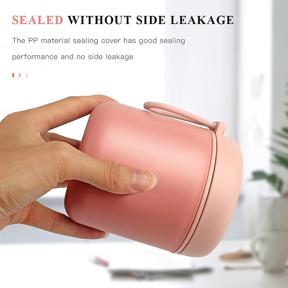 SMALLSHS Vacuum Insulated Food Jar with Foldable Spoon, Stainless Steel Thermal Food Container Food Thermos Soup Cup Leak Proof Hot Cold Food for Office Picnic Travel Outdoors (Pink)