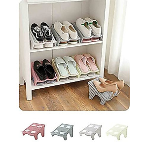 KNFUT Shoe Slots, Shoe Slots Plastic Space Saver Holder Shoes Box Organizer Storage Footwear Space Saving Cabinet Closet Shoe Rack (Color : Yellow)