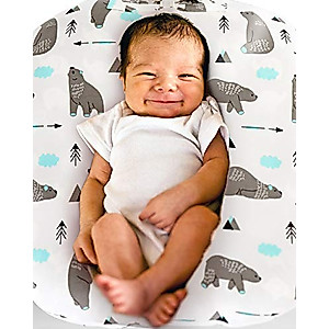 Stretchy Newborn Lounger Cover 2 Pack Sung Fitted Removable Slipcover,Ultra Soft Breathable,Owl & Bear