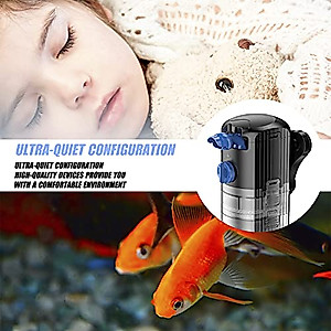 Yochaqute Aquarium Fish Tank Filter: 8w Internal Filter Pump for 40-120 Gallon Salt Water | Fresh Water | Coral Tank | Turtle Tank with 2 Stages Filtration & Strong Suction Cups