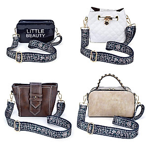 LIFEMATE Bag/Purse Strap Replacement Crossbody Shoulder For Women Adjustable Jacquard Woven Guitar Strap Style(Little Flower)