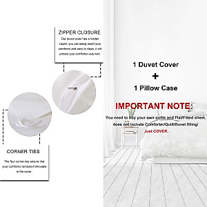 100% Natural Cotton Ocean Beach Duvet Cover Twin, Cartoon Surfboard Bus Bedding Set, Palm Trees Comforter Cover For Kids Boys Girls Teens, Tropical Coastal Summer Holiday Bedspread Cover Room Decor