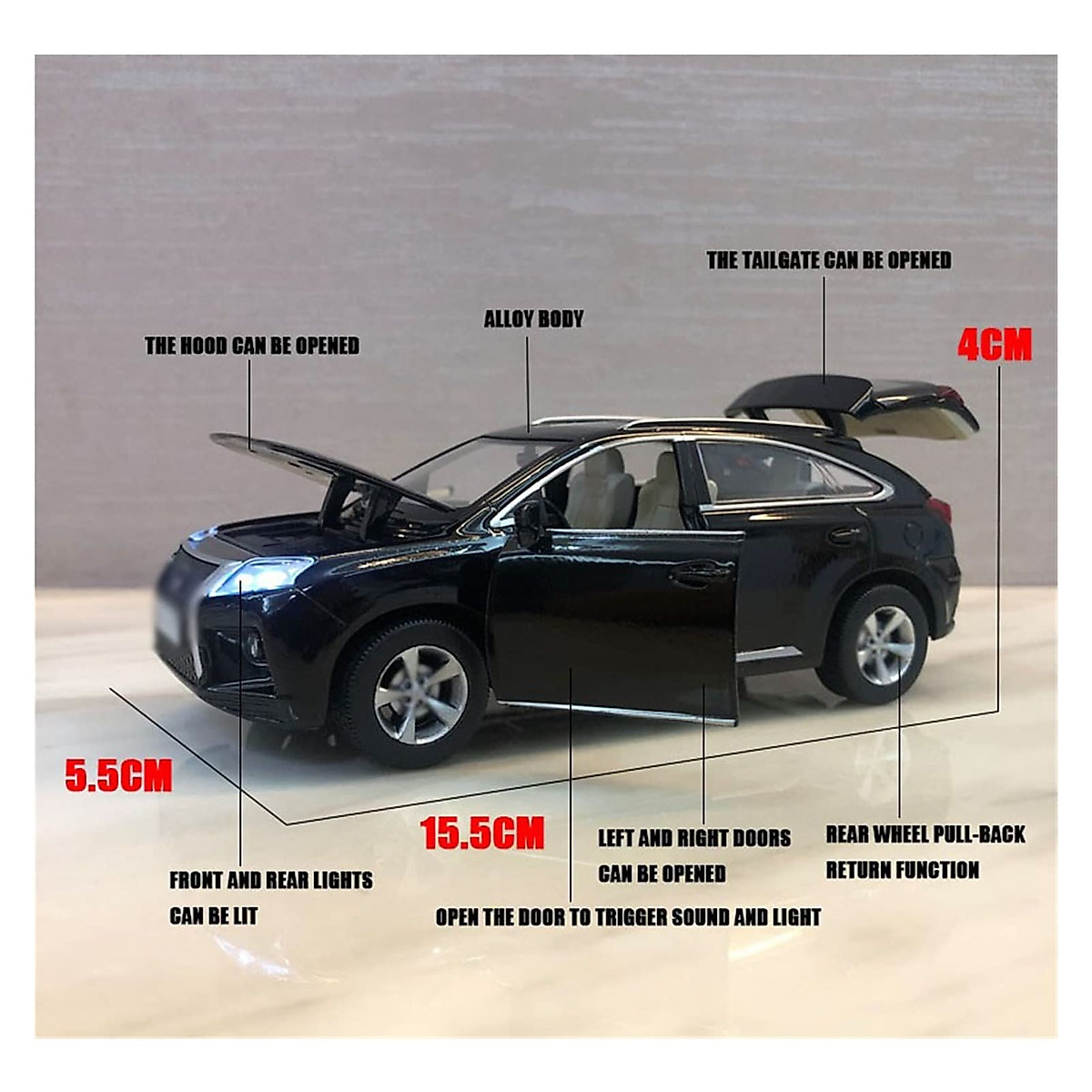Sesame flowering Model Cars for Lexus RX350 1:32 Alloy Car Sound and Light Die Cast Model Toy Car Diecast Cars ( Color : 2 )