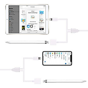 Charger Adapter for Apple Pencil Adapter Compatible with iPad Pro Pencil Accessories Male to Female Flexible Connector 2in1 Charging Cable 150CM