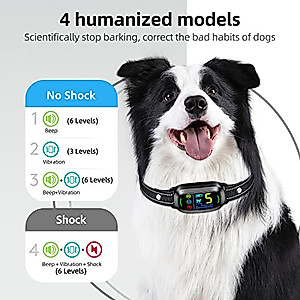 Dog Bark Collar, FAFAFROG Rechargeable Smart Barking Collar, Anti Bark Training Collar with 5 Adjustable Sensitivity Beep Vibration Shock, Bark Shock Collar for Large Medium Small Dogs (Black)