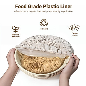 Verigud Bread Bags for Homemade Bread with Bowl Cover, Linen Bread Bag with Inner Lining, Large Sourdough Bread Bags for Homemade Bread Storage, Reusable Bowl Cover with Inner Lining