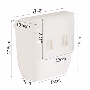 LELAKAYA White Plastic Dustbin Trash Can with Lid Wall Mounted Waste Bin Kitchen Hanging Ashbin for Bathroom Toilet Punch-Free Bin