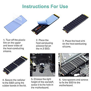 QTEATAK 2Pcs PCIe NVMe M.2 2280 SSD Heatsinks Cooler & Mounting Screws Screwdriver Kit…