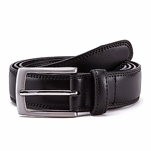 MILORDE Black Leather Belt, Fashion & Classic Design for Dress and Causal (Size 36 (Waist 34), Basic Black)