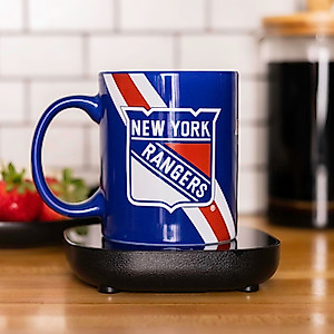 Uncanny New York Rangers Logo Mug Warmer with Mug Keeps Your Favorite Beverage Warm - Auto Shut On/Off