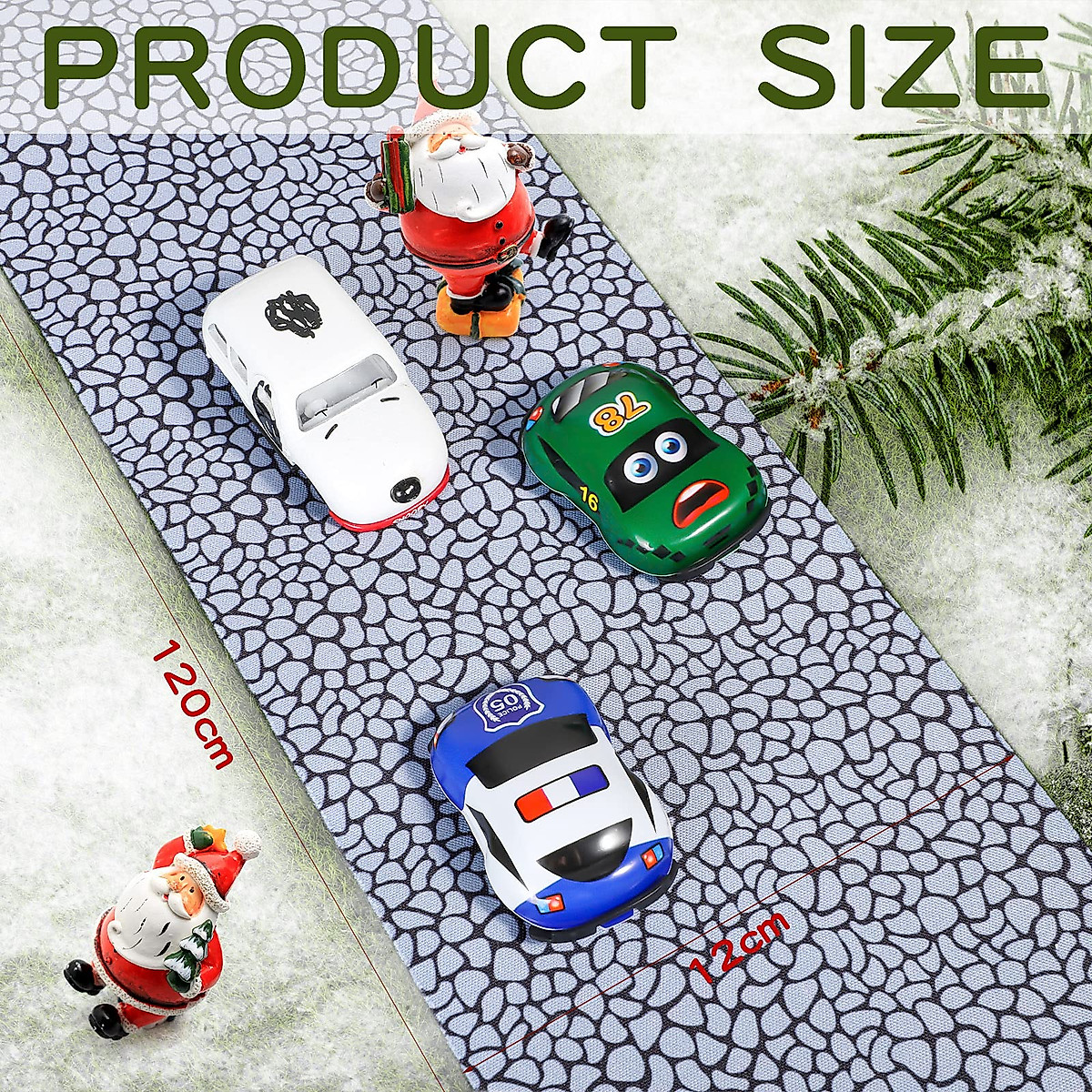 Christmas Village Accessories Christmas Village Brick Road Decorations Village Street Mat Miniature Cobblestone Brick Mat for Home Garden 4.7 x 47.2 Inch(Cobblestone Style,2 Pieces)