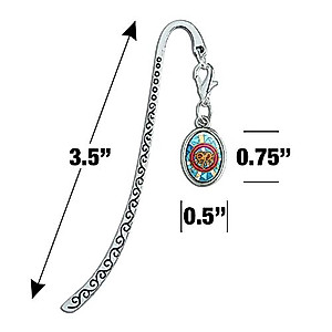 Flying Spaghetti Monster Stained Glass Metal Bookmark Page Marker with Oval Charm