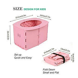 Travel Potty for Kids, Reusable Portable Folding Potty for Toddler, Travel Foldable Toilet for Travel Outdoor Camping, Toddler Potty Seat for Baby Potty Training (Pink) (Pink)