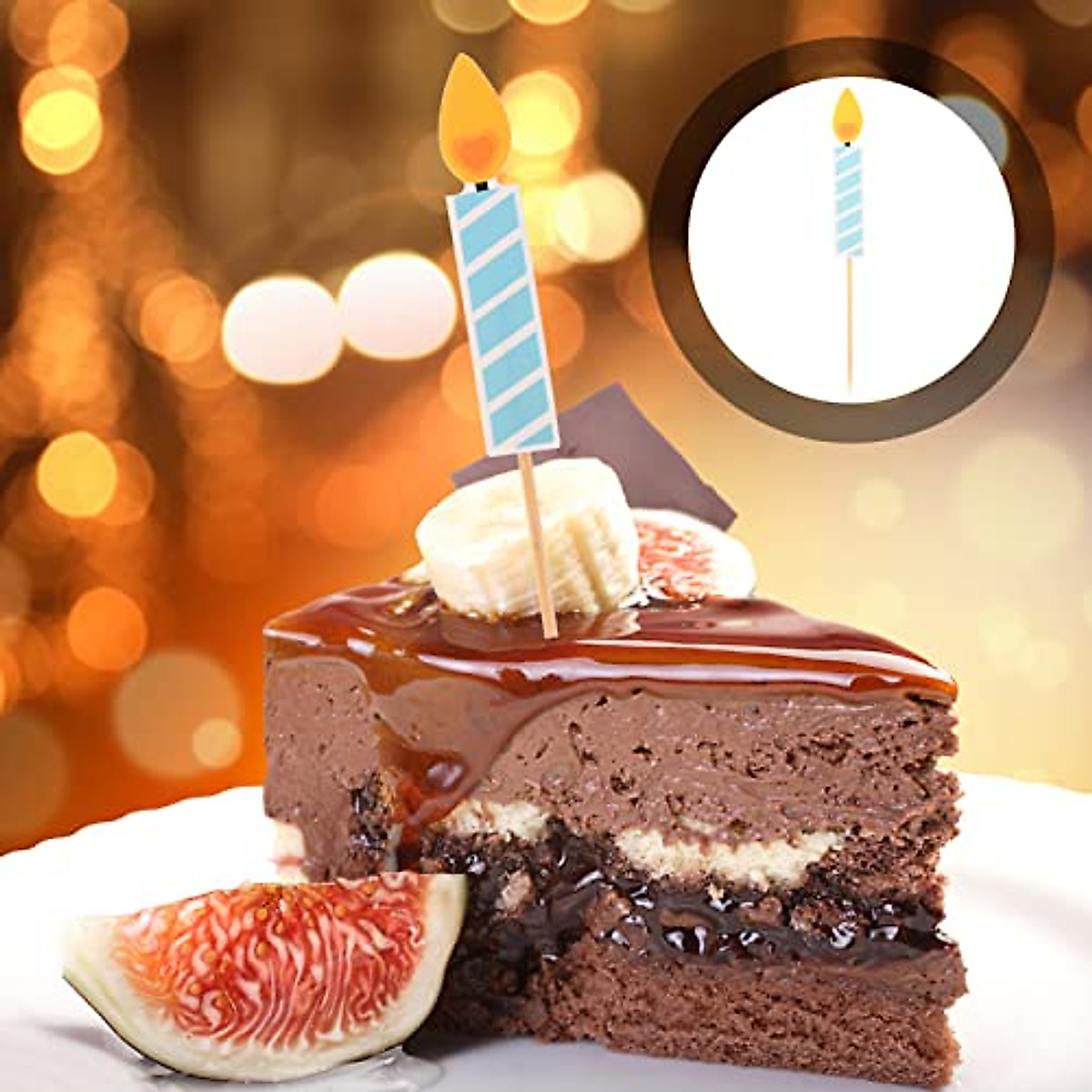 Gadpiparty Vintage Decor Candle Shape Wooden Paper Dessert Picks Wedding Birthday Holiday Cake Decorations Baby Decor