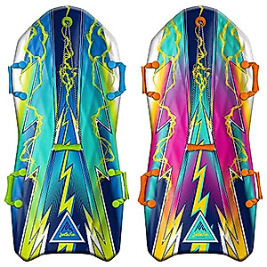 Artikfun Premium Recreational Winter Foam Snow Sled 2-Pack | Tow Rope and Handles | Sized for Youth and Adults | Contoured Deck Design | 50in-127cm Design Length |