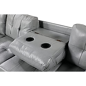 EMKK Variable Bed Sofa Living Room Folding Sectional Sofa with Reversible Chaise Lounge, Upholstered L-Shaped Couch with Two Cup Holders 2 Pillows for Office Apartment Large Space Furniture Sets