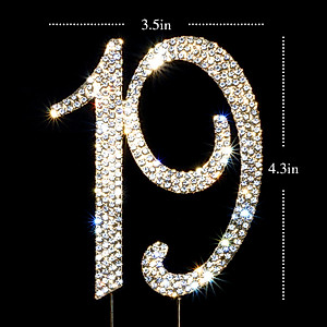 19 cake topper Premium Bling Rhinestone Diamond Gems for Birthday or Anniversary Party Decoration Ideas