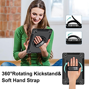 Miesherk Case for Galaxy Tab A8 Case 10.5'' 2022(SM-X200/X205/X207) with Hand/Shoulder Strap-Military Grade Shockproof, Black