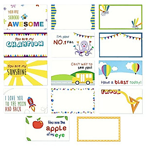 60-Pack Motivational Lunch Box Notes for Kids, Single-Sided Blank Inspirational Cards in 30 Designs, Cute, Encouraging Joke Cards for Lunchbox Essentials (2x3.5 in)