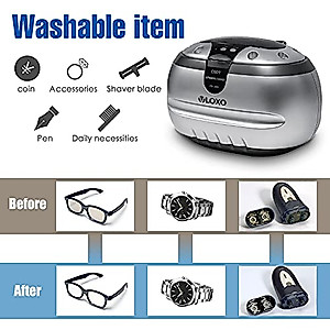 Ultrasonic Jewelry Cleaner, VLOXO Ultrasonic Cleaning Machine 600ML Professional Jewelry Cleaner 42kHz with Stainless Steel Tank for Jewelry, Eyeglasses, Retainer, Watches, Dentures, Rings, Coins