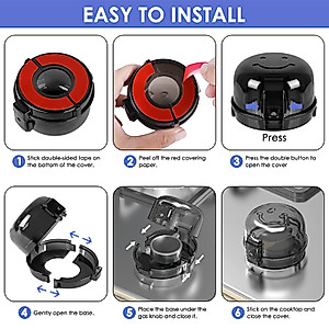 Stove Knob Covers for Child Safety (5+1 Pack) Large Universal Size and Double-Key Design Oven Knob Covers for Child Safety with Double-Sided Tape Gas Stove Knob Covers for Babies and Pets Black View